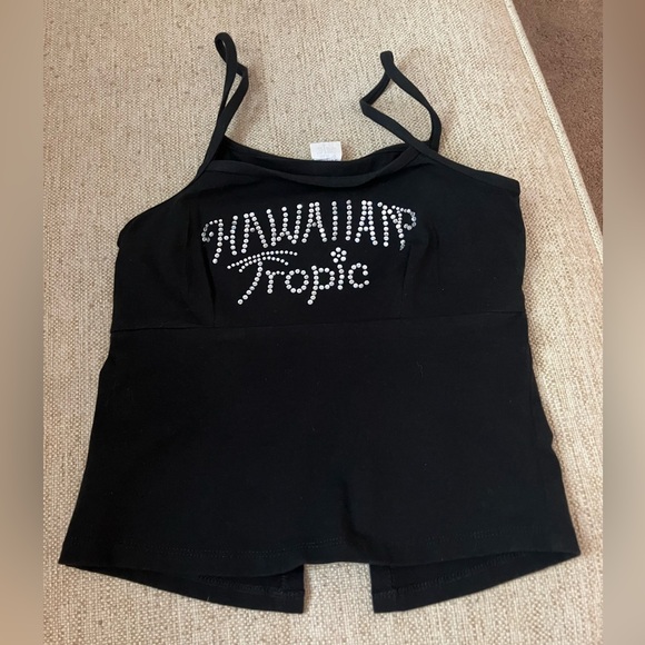 Hawaiian Tropic | Tops | Hawaiian Tropic Black Tank Top With ...